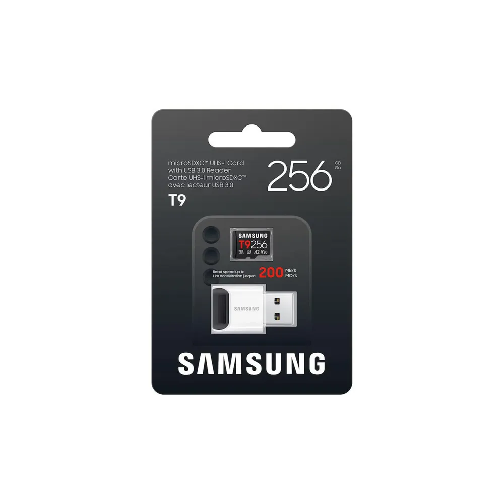 Samsung T9 microSDXC Speicherkarte 256GB (200 MB/s, Class 10, A2, V30 ...