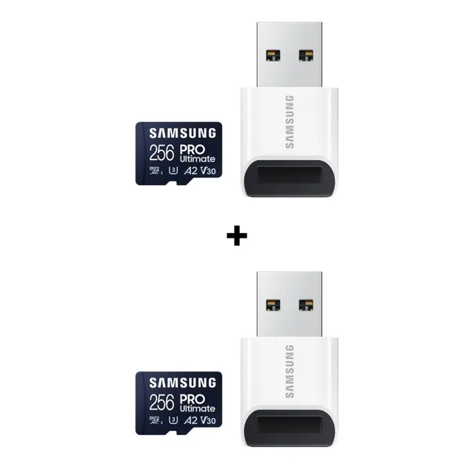 [Doppel-Pack] Samsung PRO Ultimate 256 GB microSD-Speicherkarte mit USB ...