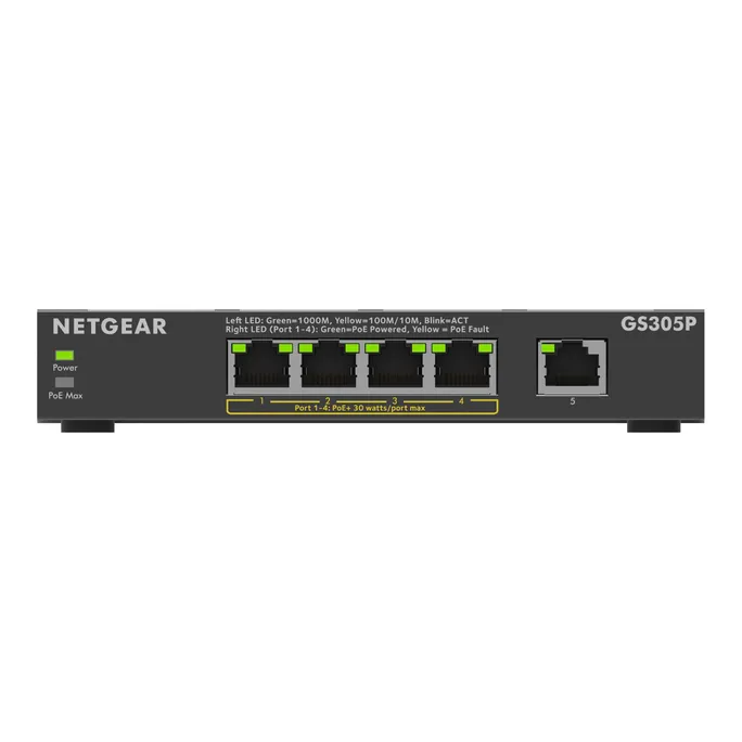 NETGEAR PoE Switch 5 Port Gigabit Ethernet LAN Switch PoE+ mit 4 Port ...