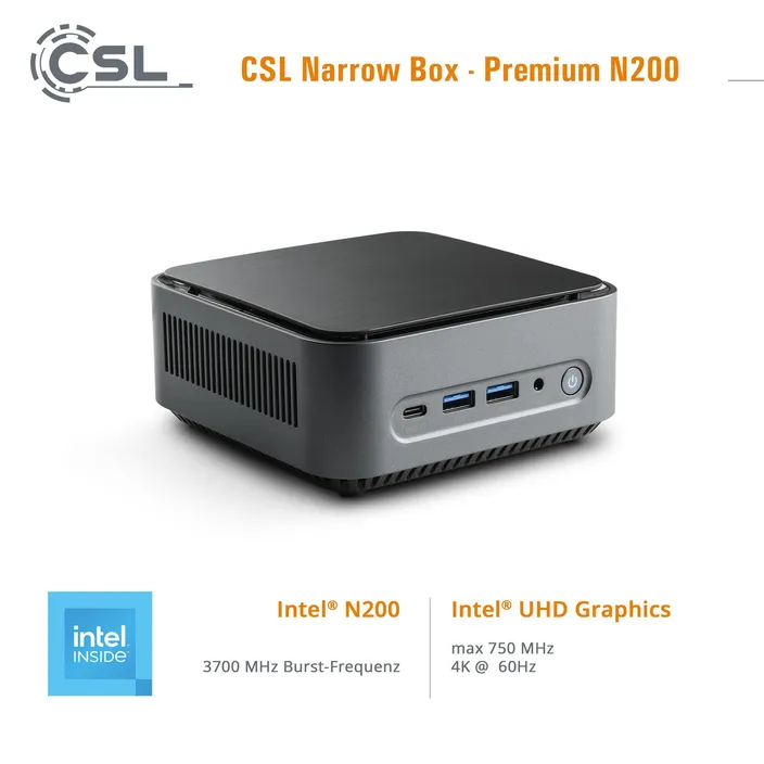 CSL Narrow Box Premium Mini-PC N200 16GB/500GB SSD Win11